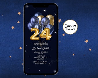 24th Birthday Invitation - Etsy