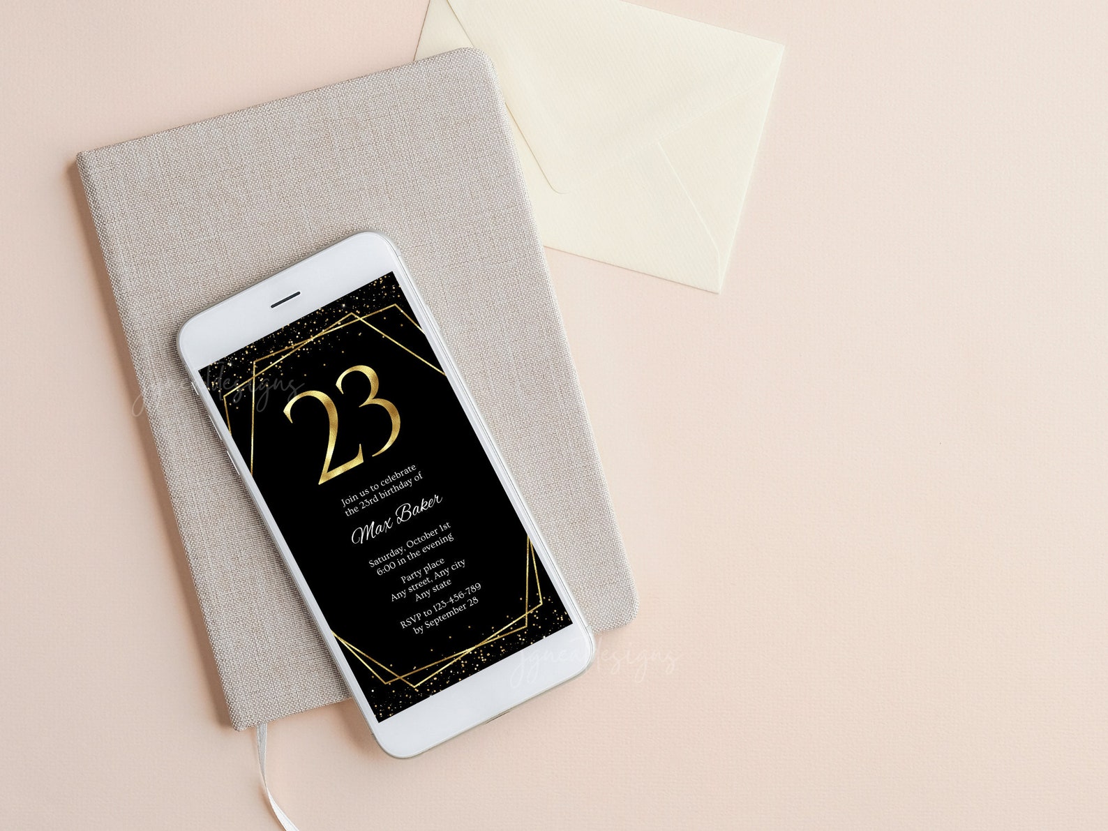 23rd Birthday Digital Invitation, Canva Template, Editable Invite ...