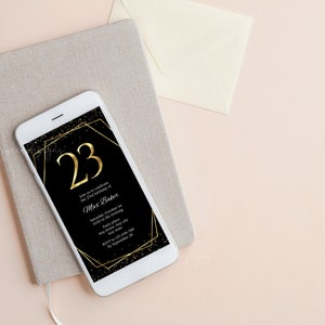 23rd Birthday Digital Invitation, Canva Template, Editable Invite ...