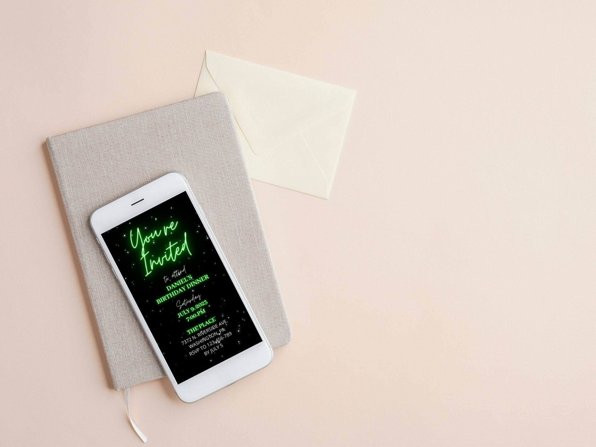 Neon Green Birthday Invitation Birthday Dinner Text Message - Etsy