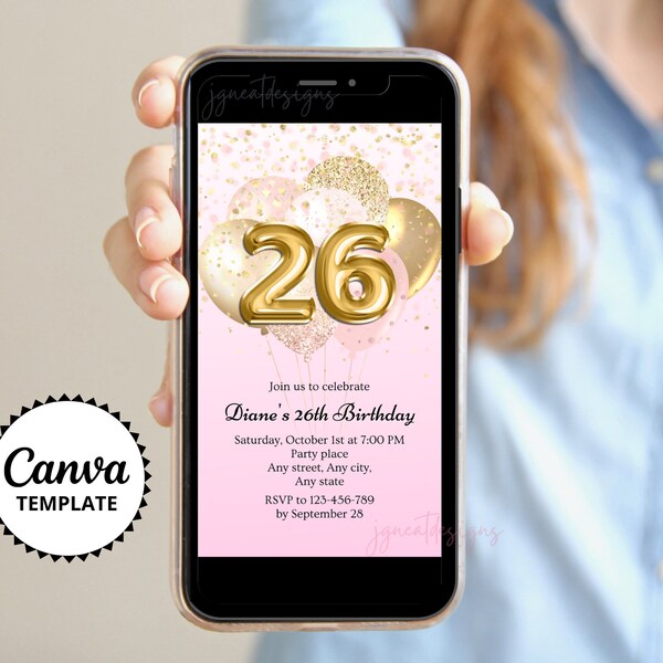 26th Birthday Invitation Templates - Etsy