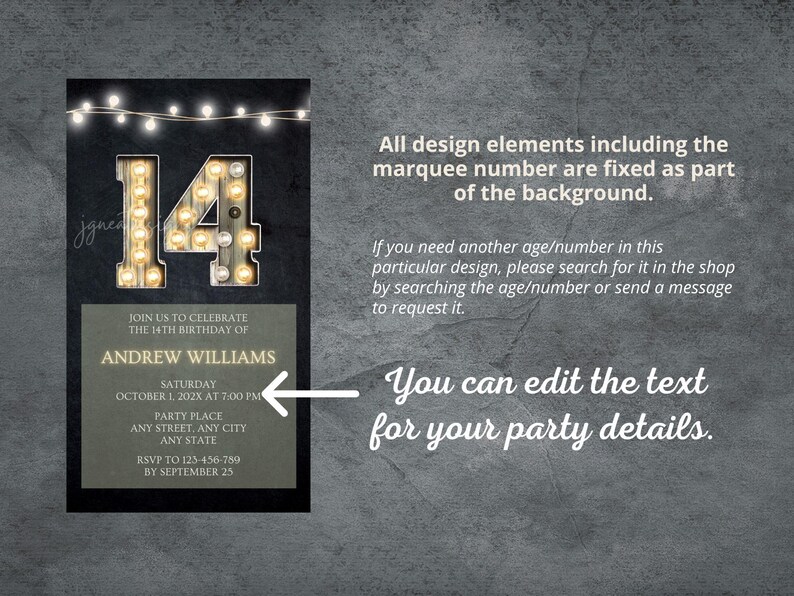 14th Birthday Digital Invitation, Teenager Birthday Party Invite, Teen ...