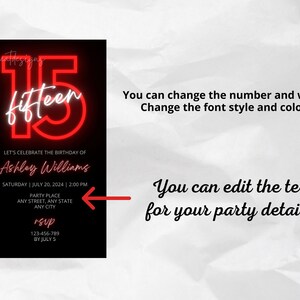 Red 15th Birthday Digital Invite, Teen Birthday Party Girl and Boy ...