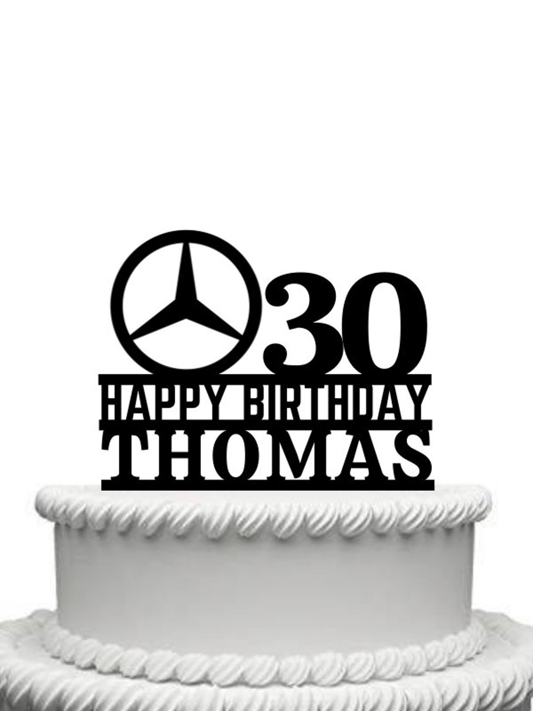 Personalised Mercedes Logo High Gloss Acrylic Cake Topper Any Name Any ...