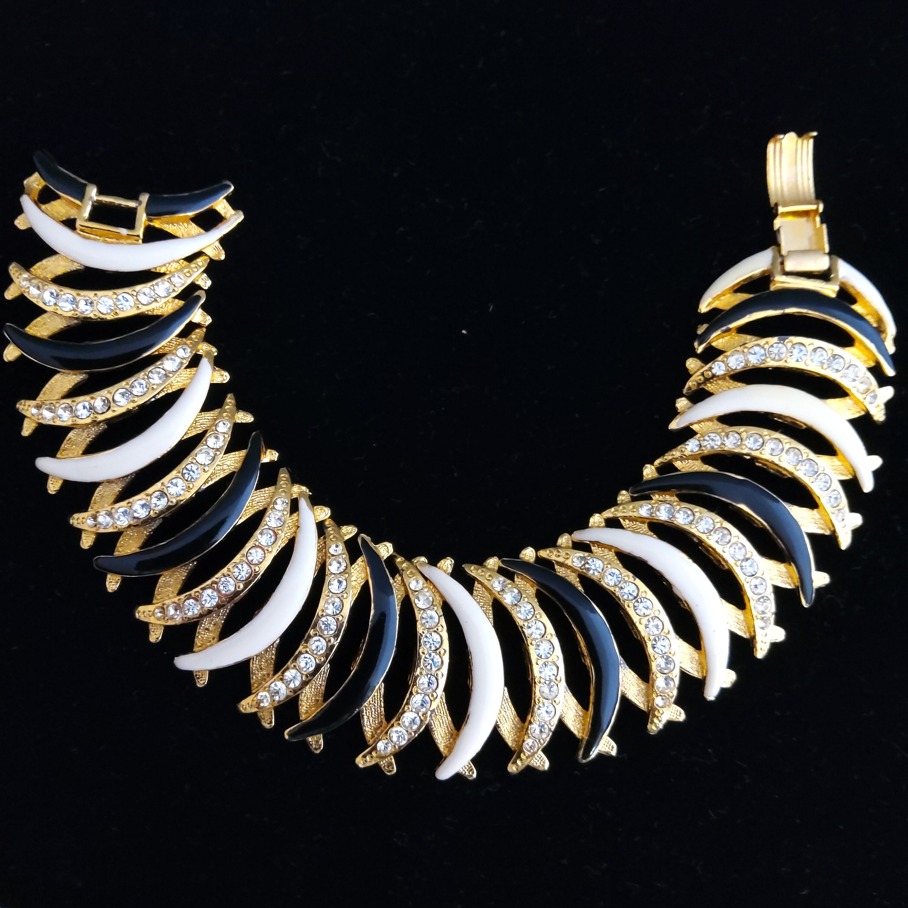 1980s Vintage Statement Crescent Moon Style Link Bracelet With - Etsy