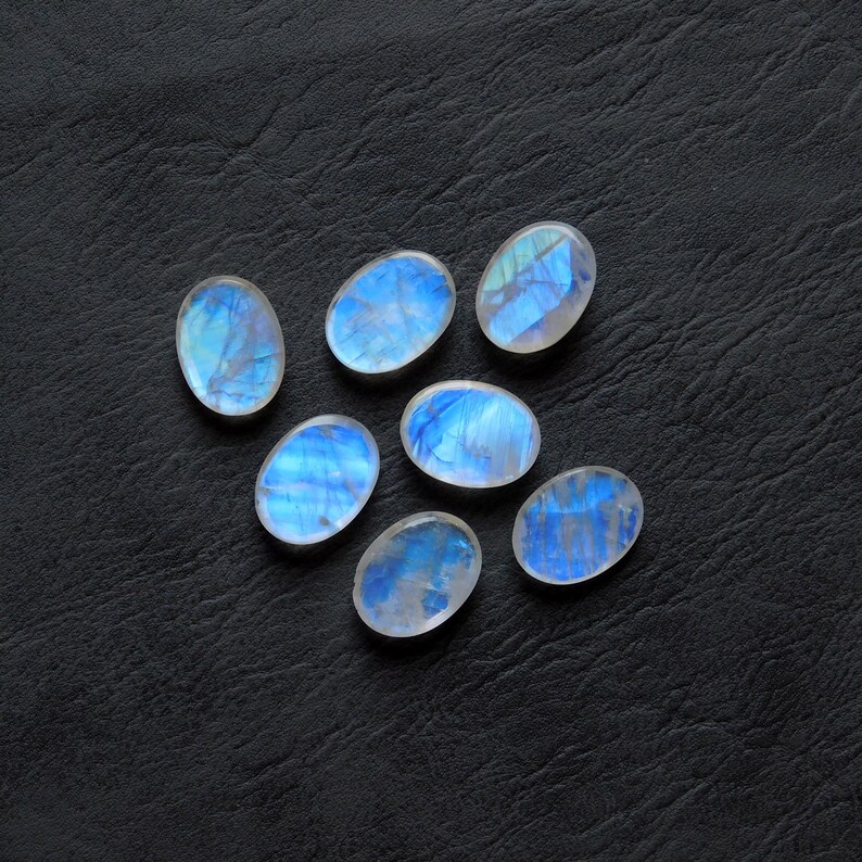 100% Natural AAA++ Rainbow Moonstone Gemstone Faceted Rose Cut , Blue ...