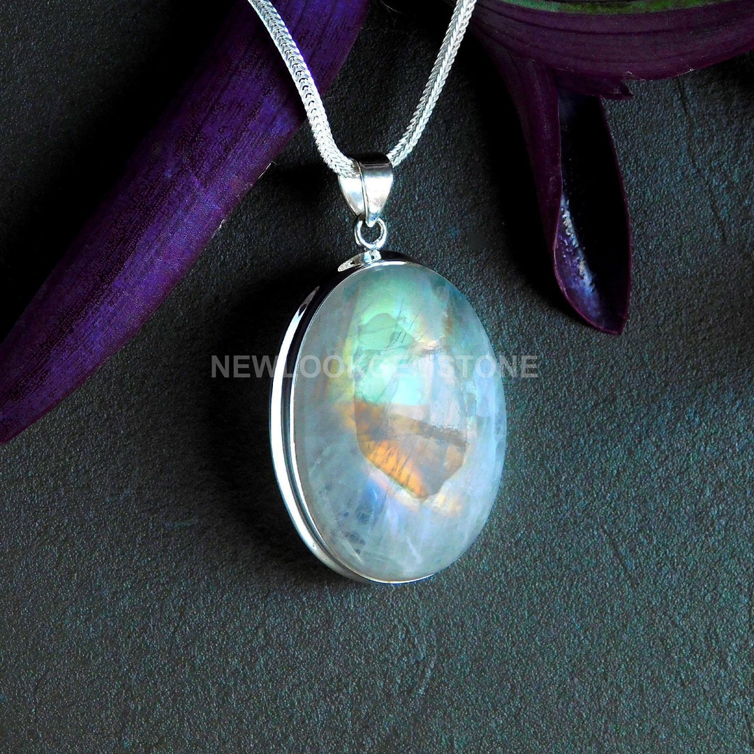 Rainbow Moonstone Solid 925 Sterling Silver High Grade Moonstone ...