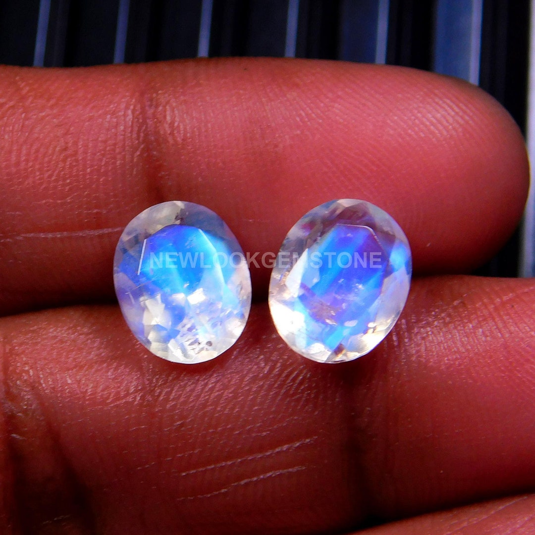 Super Top Grade Rainbow Moonstone,approx Matching Pair,100%natural ...