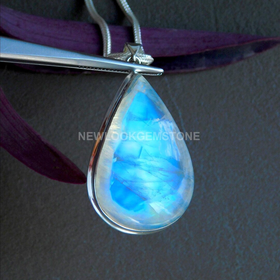 Rainbow Moonstone Solid 925 Sterling Silver Moonstone High Grade 100 ...