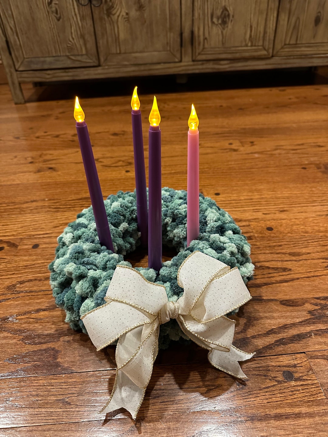Advent Loop Yarn Wreaths With Battery Operated Candles - Etsy
