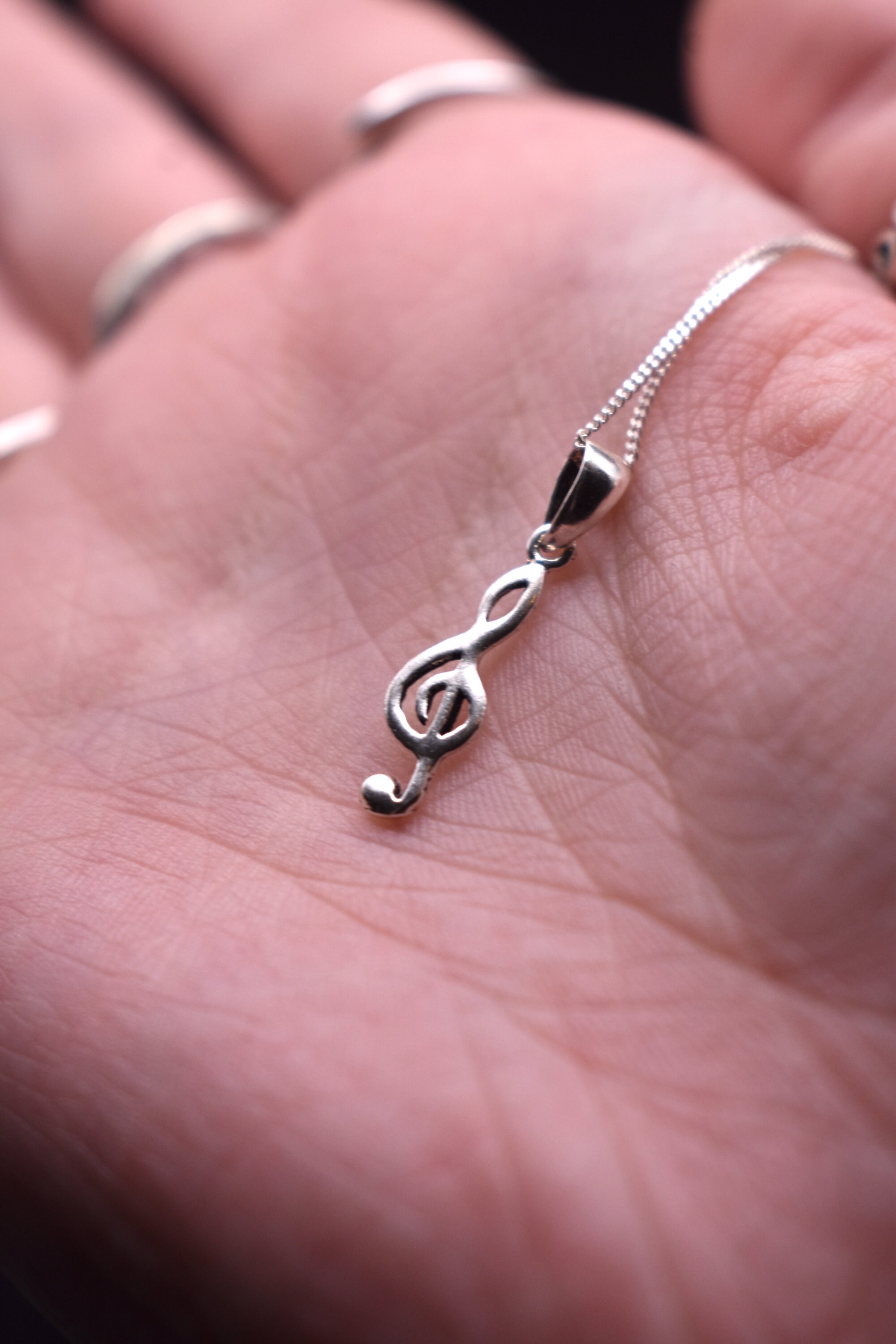 Dainty Treble Clef Necklace in 925 Sterling Silver - Etsy
