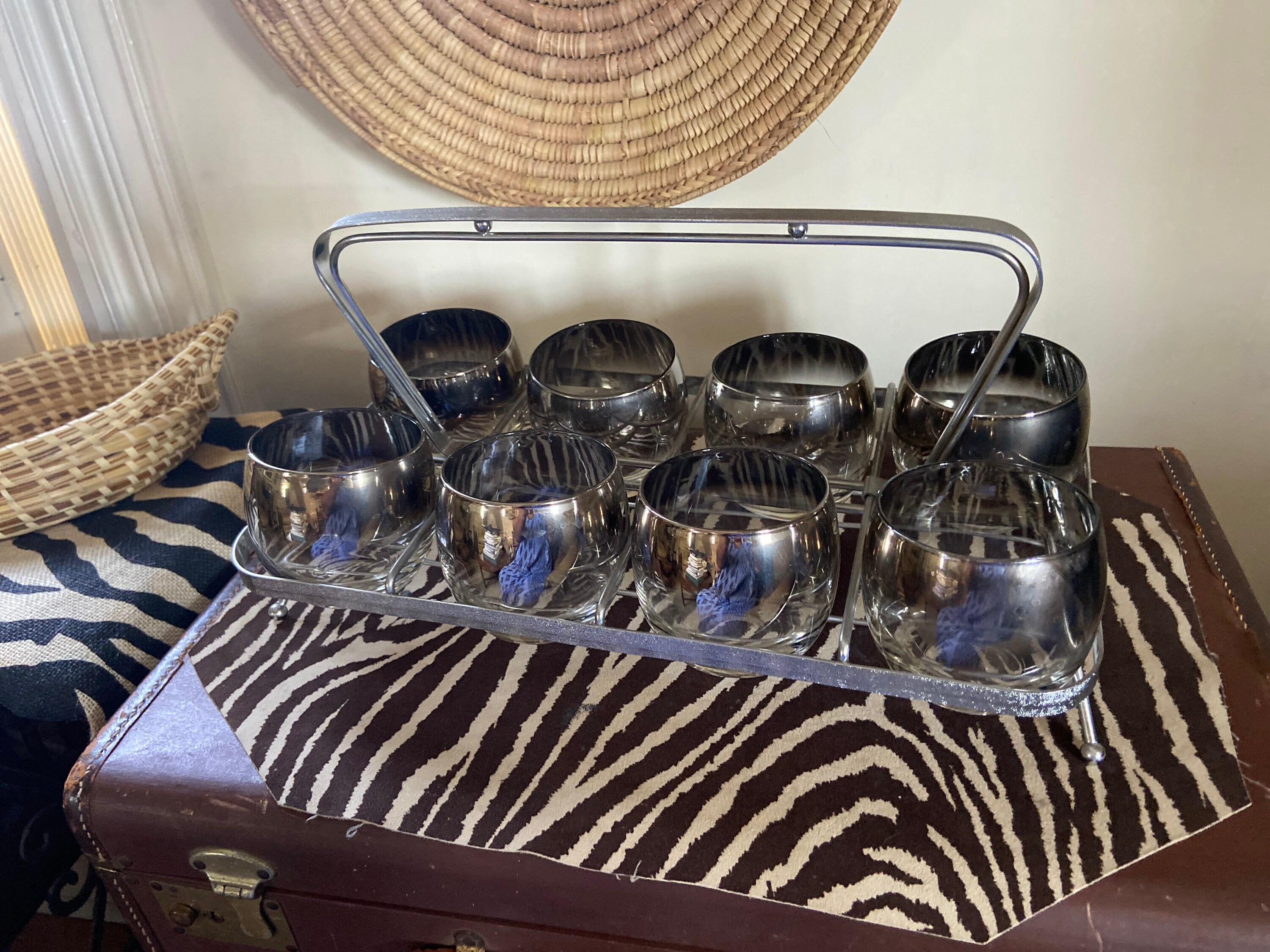 Vintage Dorothy Thorpe Style Roly Poly Low Ball Glasses With Caddy - Etsy