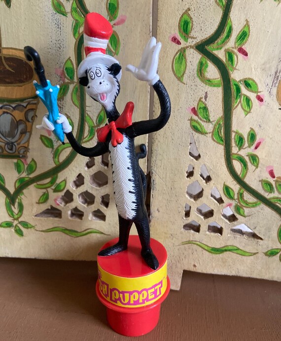 Vintage Cat in the Hat Push Puppet - Etsy