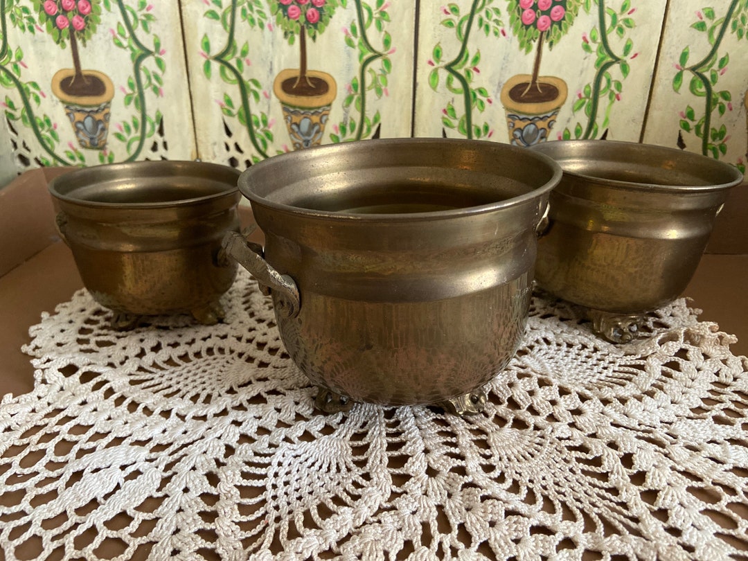 Vintage Nesting Brass Pots - Etsy