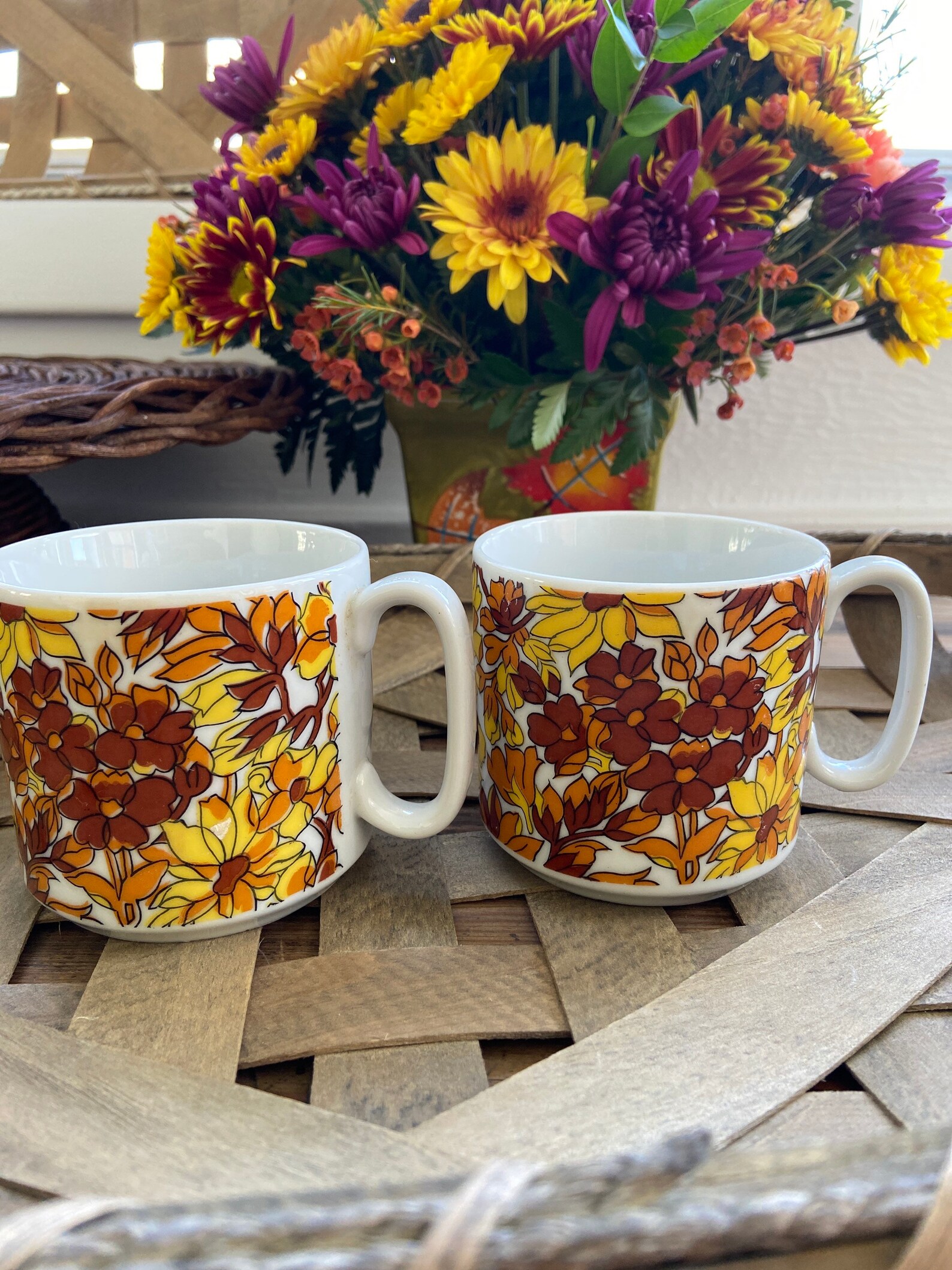 Vintage Floral Coffee Mugs - Etsy
