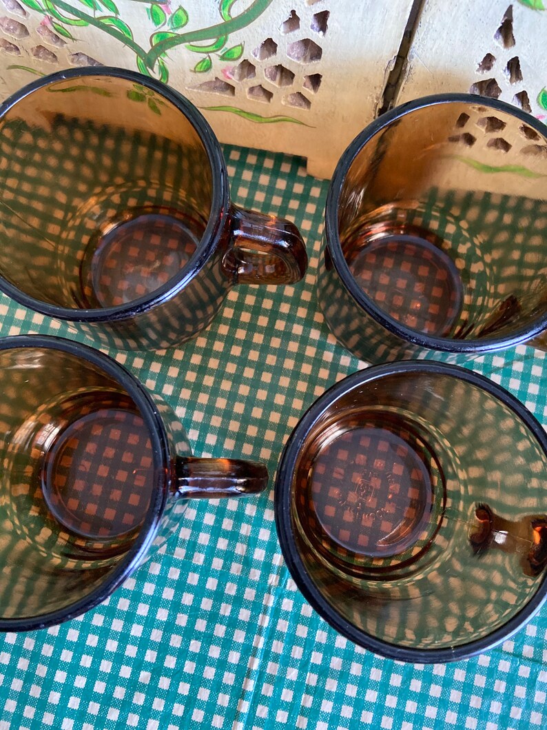 Vintage Anchor Hocking Brown Glass Mugs Stacking - Etsy