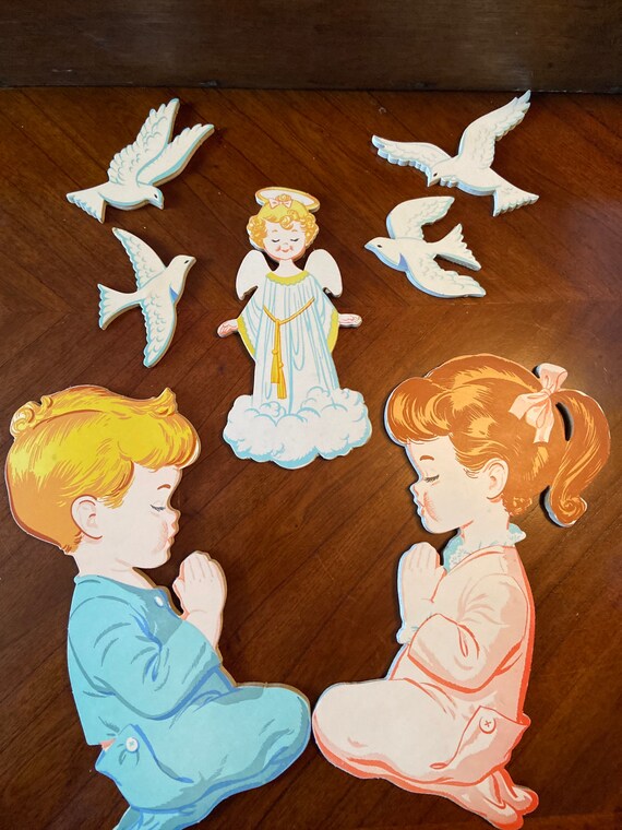 Vintage Praying Children Wall Plaques | Etsy