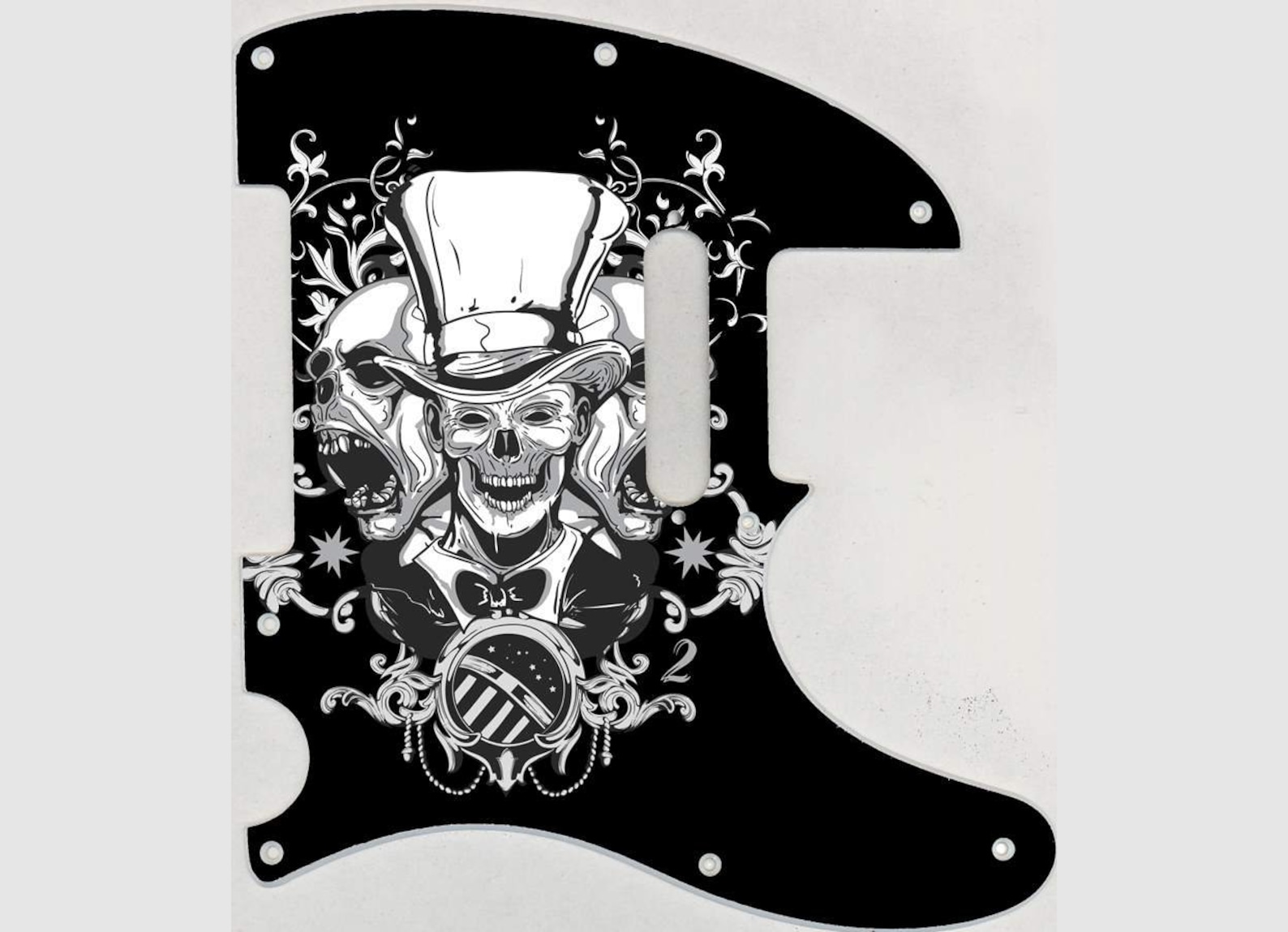 Custom Graphical Pickguard to Fit Fender Tele Telecaster Top Hat Skull ...