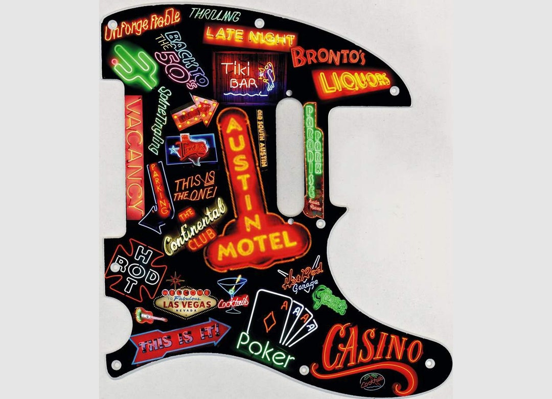Custom Graphical Pickguard to Fit Fender Tele Telecaster Neon Collage ...