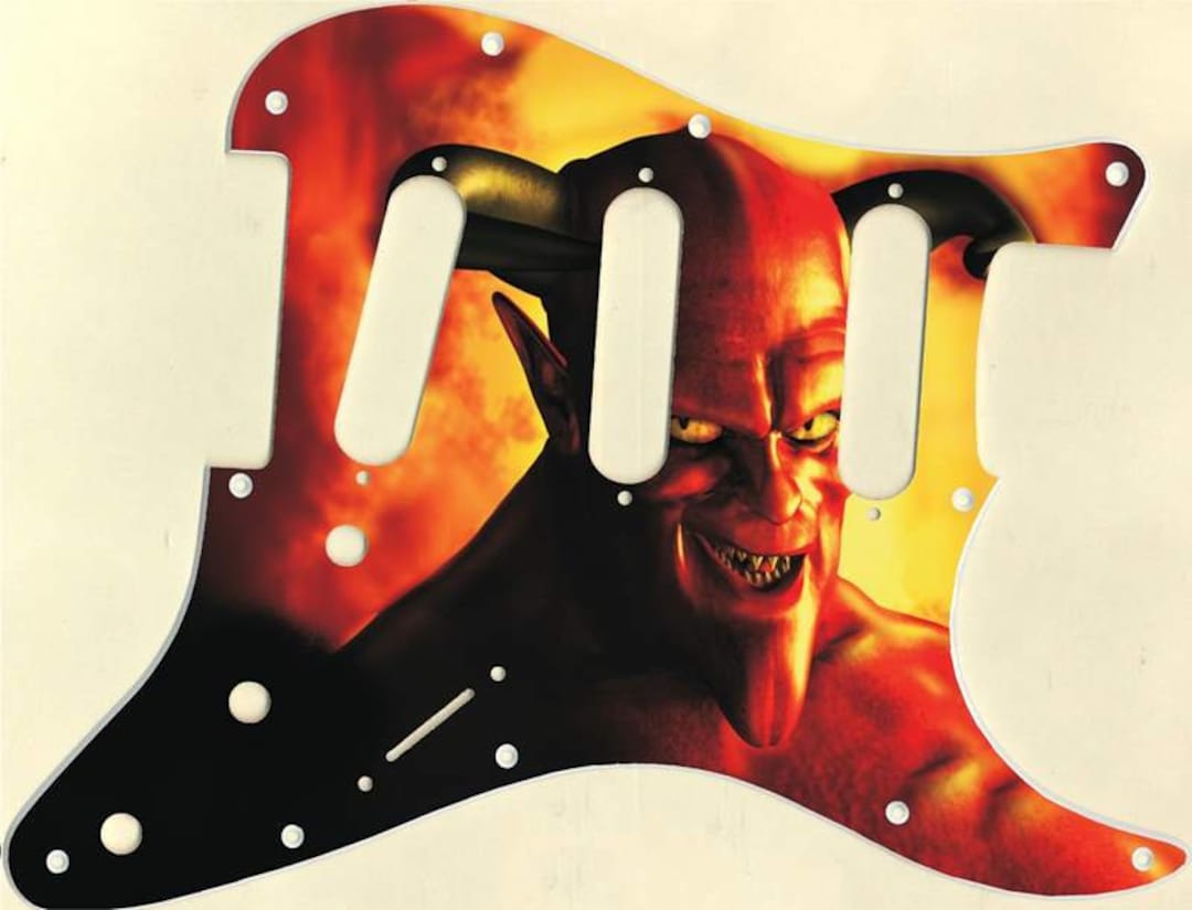 Custom Graphical Pickguard to Fit Fender Strat Stratocaster Demon Glare ...