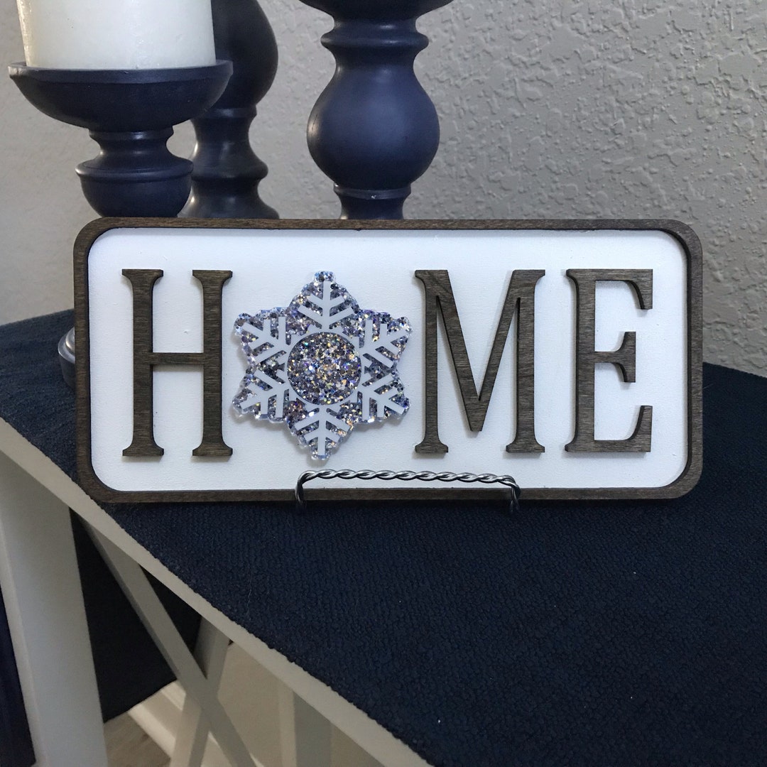 Small Interchangeable Home Sign | Tiered Tray Sign | Year Round ...