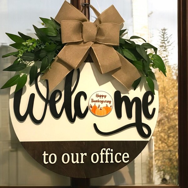 Welcome Wreath Office Door - Etsy