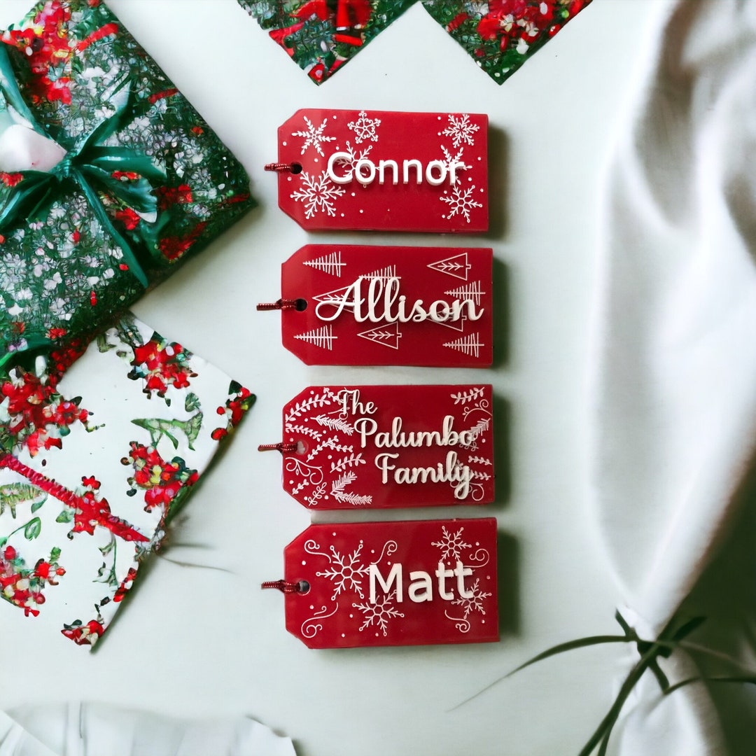 Personalized Acrylic Christmas Gift Tag, Custom Christmas Place Card ...