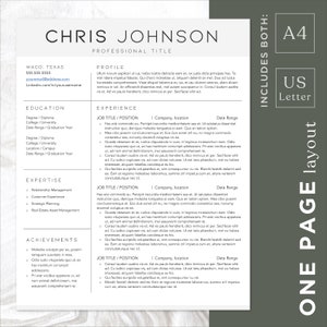 One Page Resume Template | Professional CV Template | Simple Resume ...