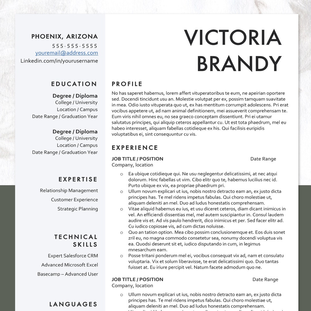 Minimalist Resume | Simple Resume Template | 2 Page | One Page Resume ...