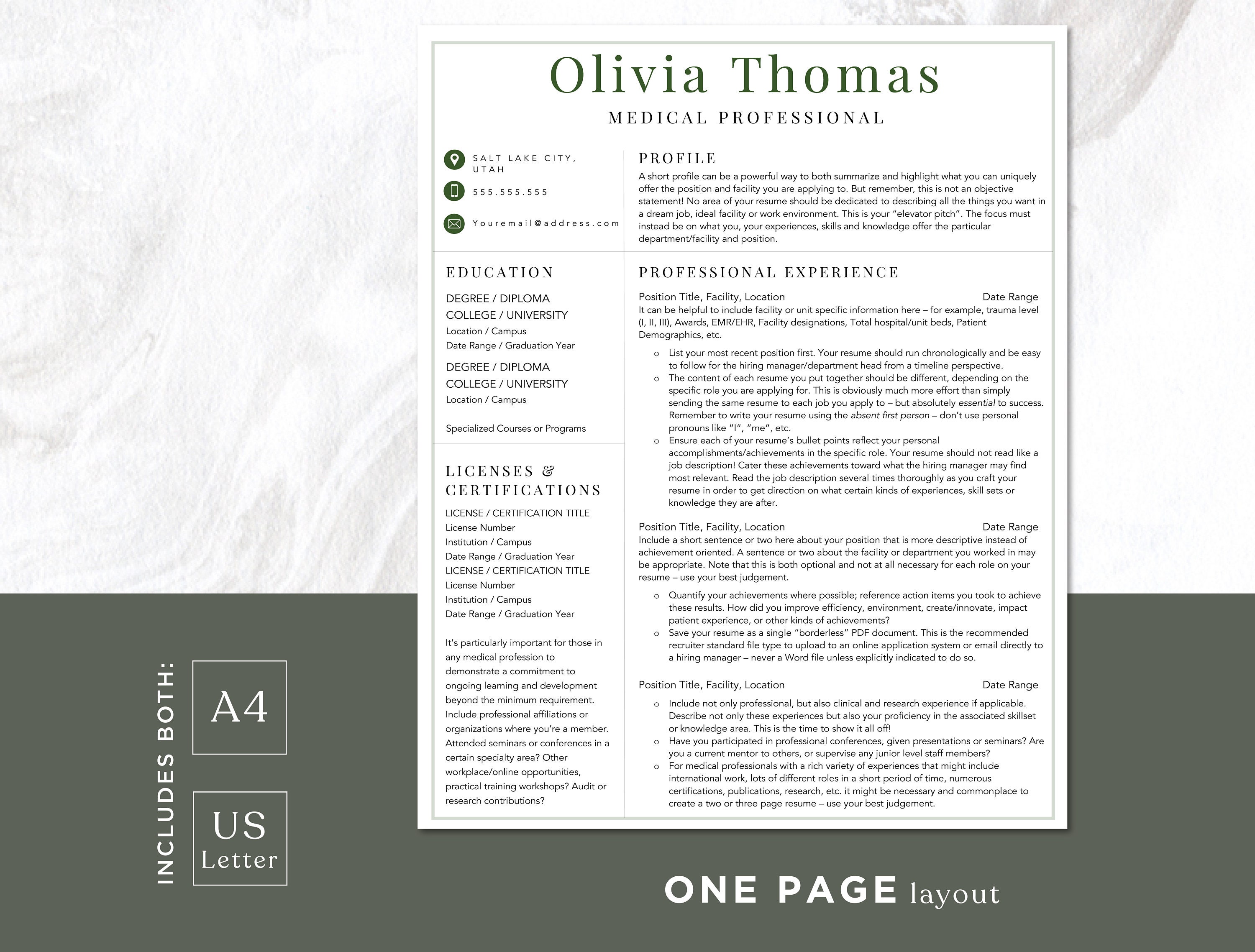 Medical Resume Design, Doctor Resume Template, RN Resume, Modern CV ...
