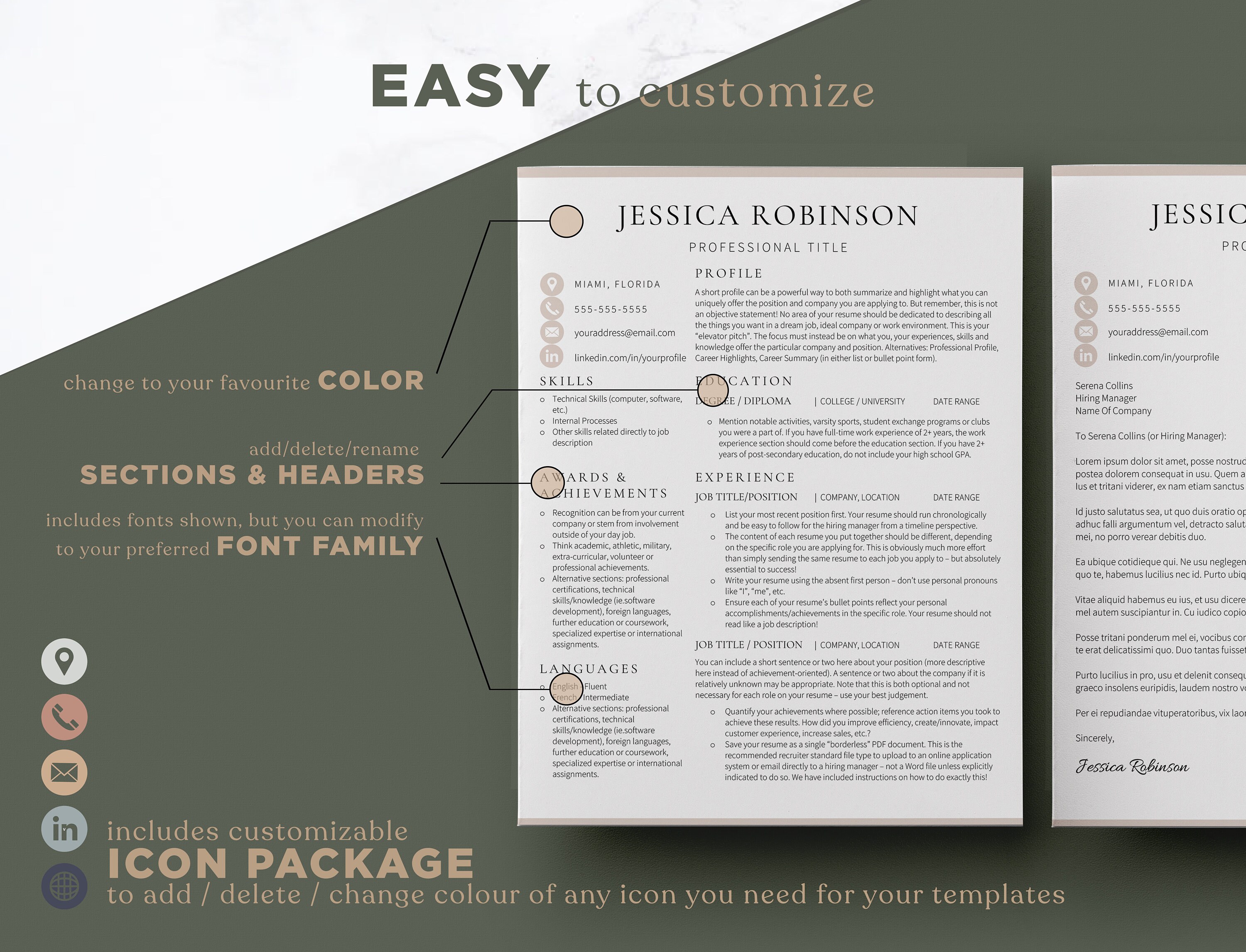 Professional Resume Template Word, Google Docs Resume Executive Resume ...