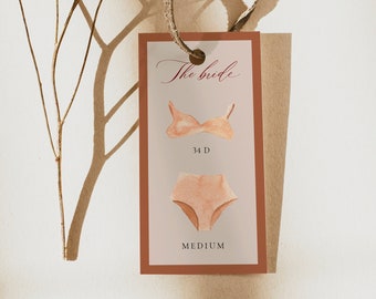 JADE Lingerie Card Template, Bride's Measurement Card Insert ...