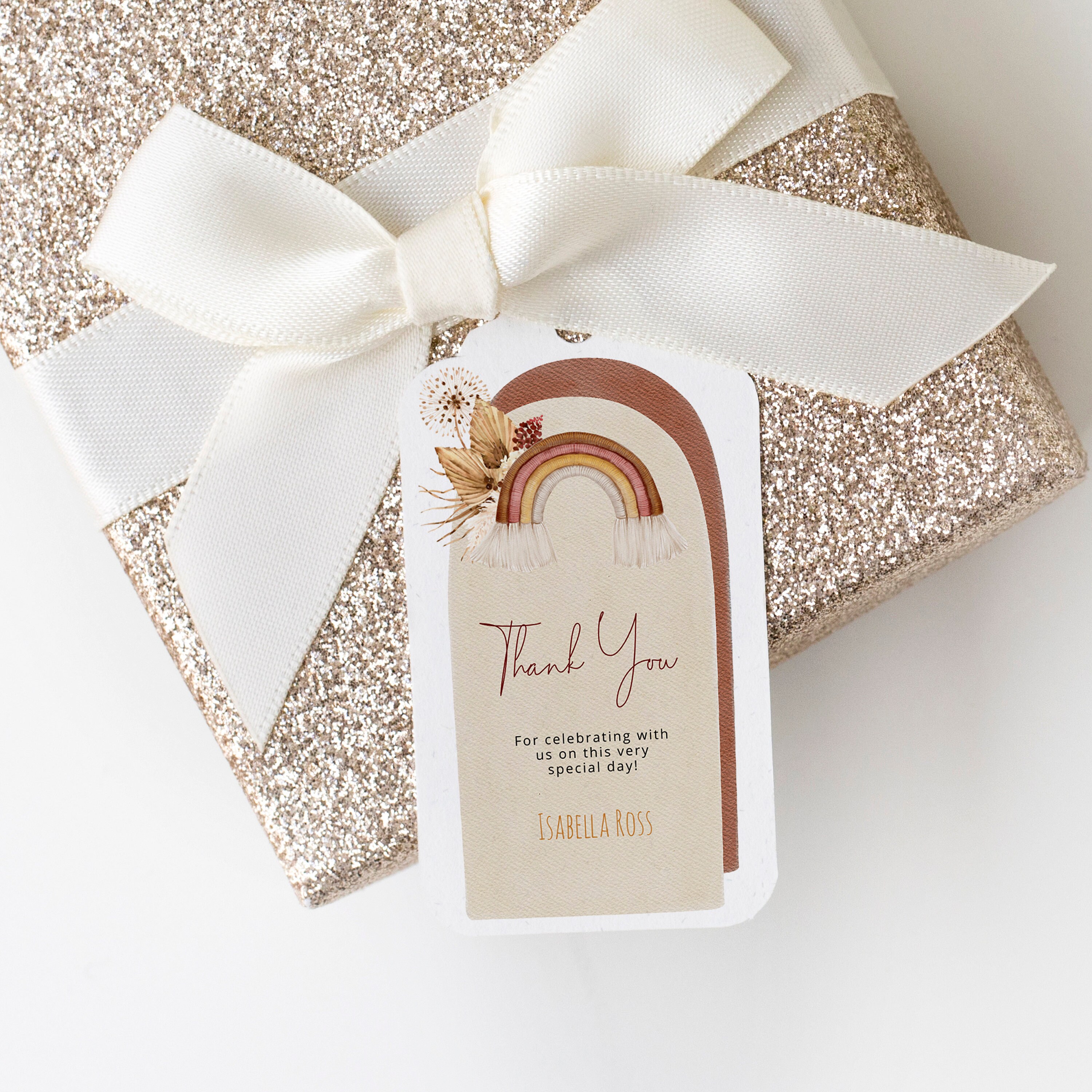 ZIGGY Boho Rainbow Baby Shower Favor Tag Template Editable - Etsy