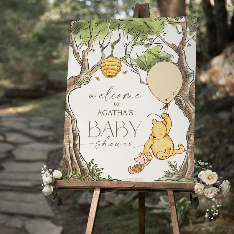 POOH - Winnie the Pooh Baby Shower Welcome Sign, Pooh Baby Shower ...