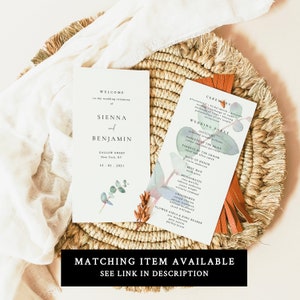 Eucalyptus Wedding Details Card Template Minimalist Greenery Details ...
