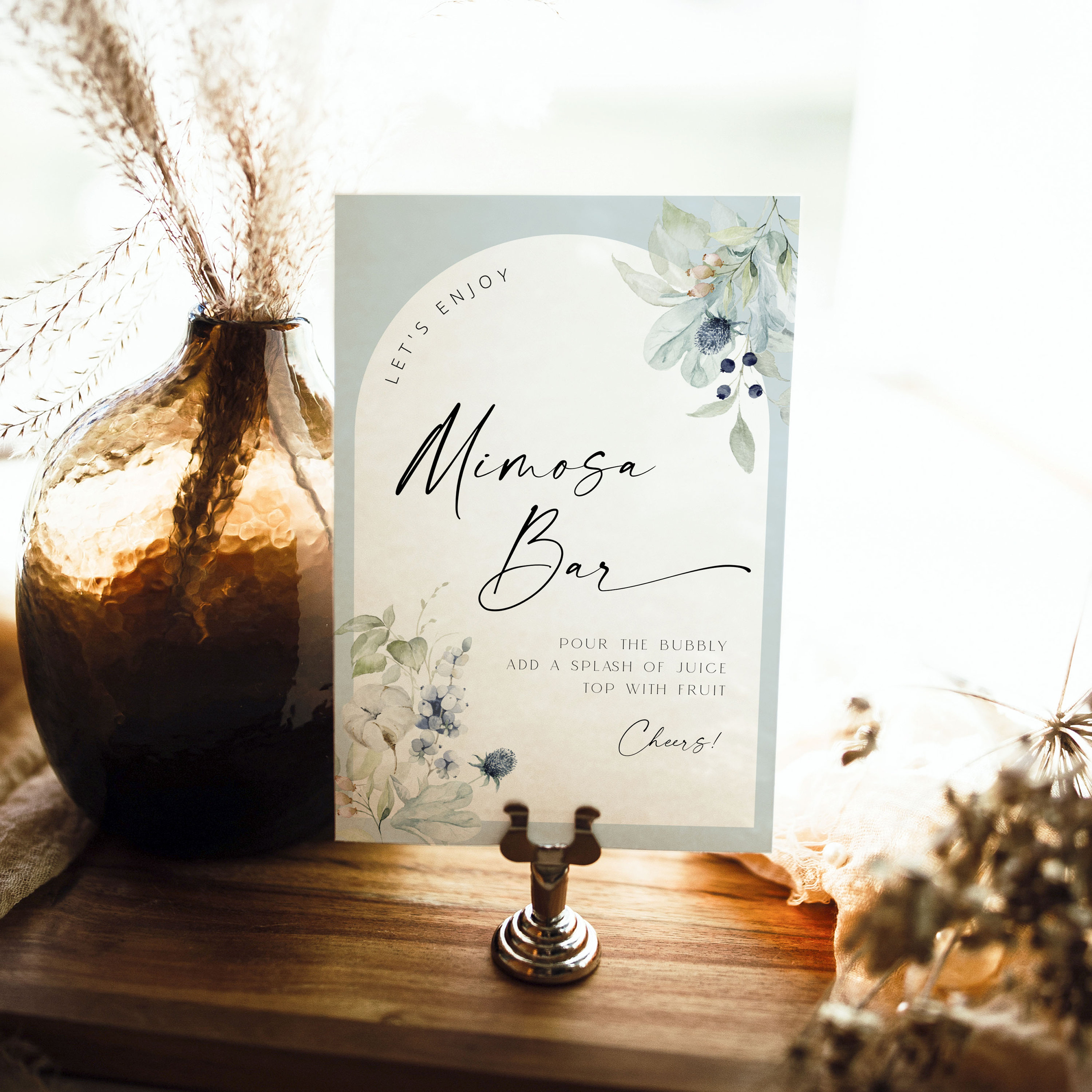 NINA - Mimosa Bar Sign, Dusty Blue Mimosa Bar Sign, Wedding Mimosa Bar ...