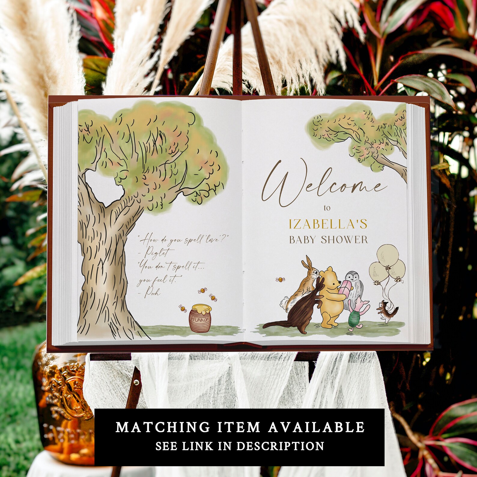 POOH - Winnie the Pooh Baby Shower Signature Board Template, Classic ...