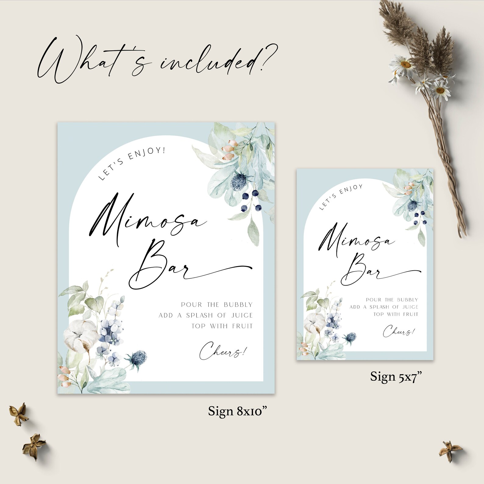 NINA - Mimosa Bar Sign, Dusty Blue Mimosa Bar Sign, Wedding Mimosa Bar ...