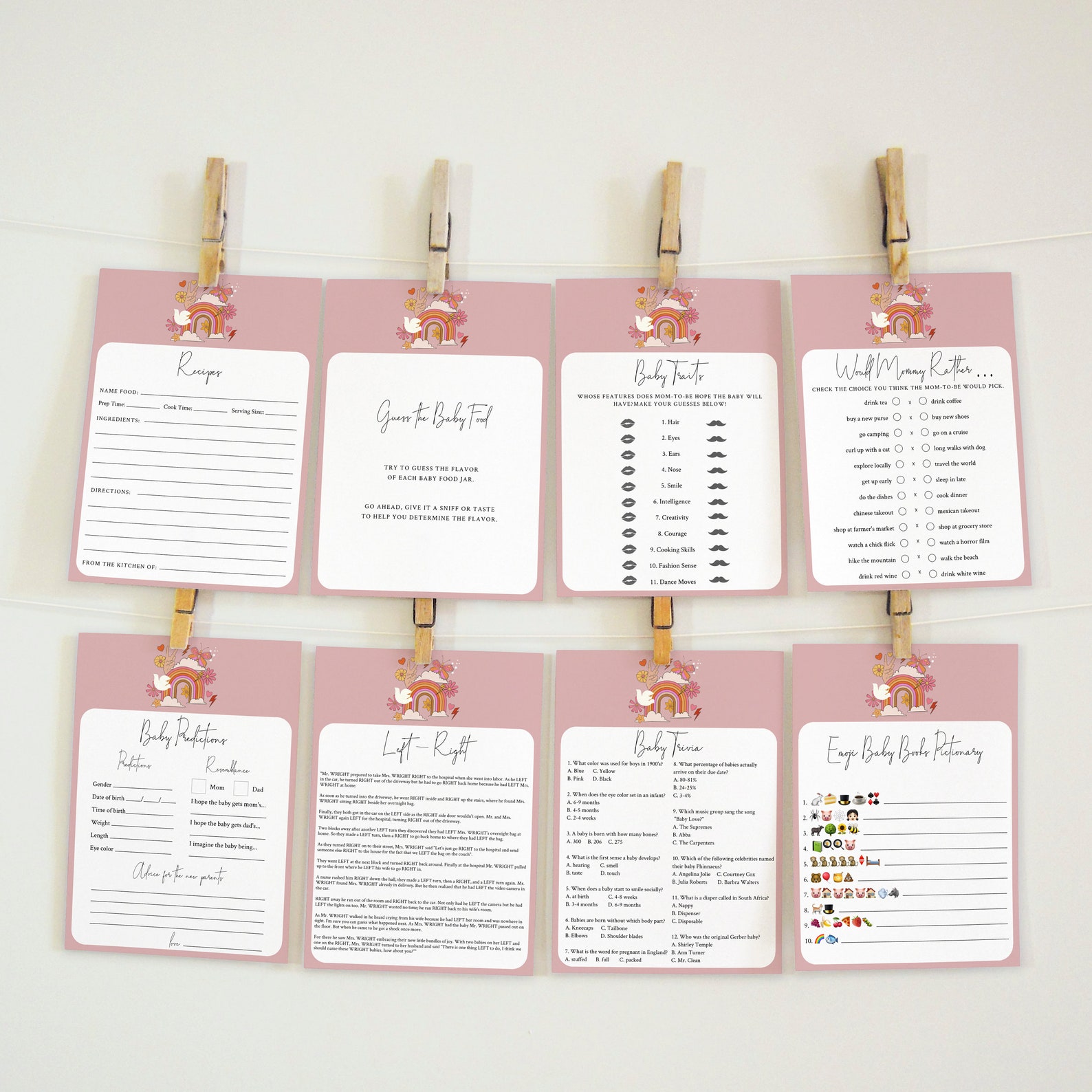 SURI - Retro Baby Shower Editable Games Bundle, Peace & Love Baby ...