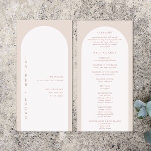JUNIPER Arched Boho Wedding Program Template, Terracotta Wedding Program Editable, Burnt Orange ...