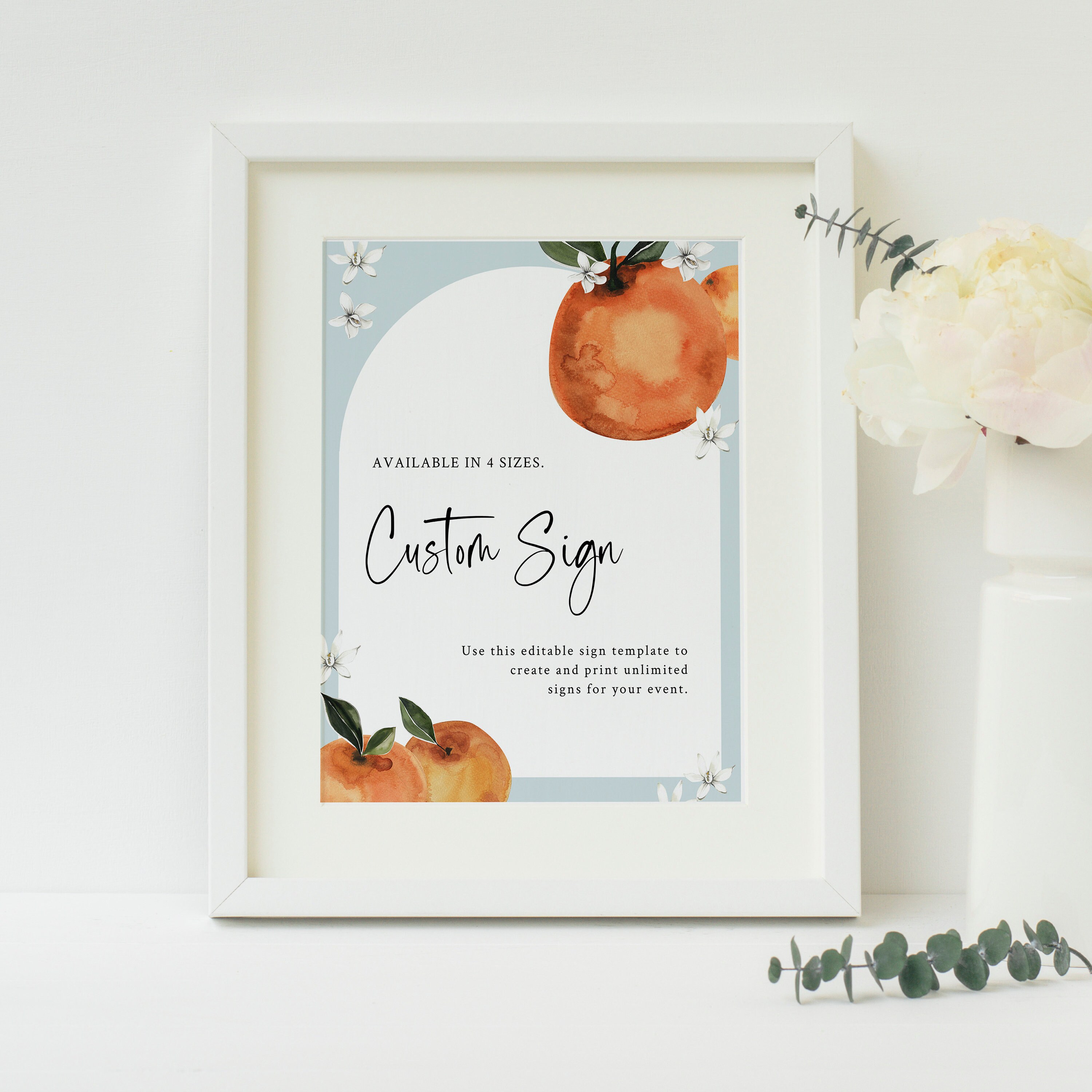 ZOEY - Citrus Baby Shower Custom Sign Template, A Little Cutie is on ...