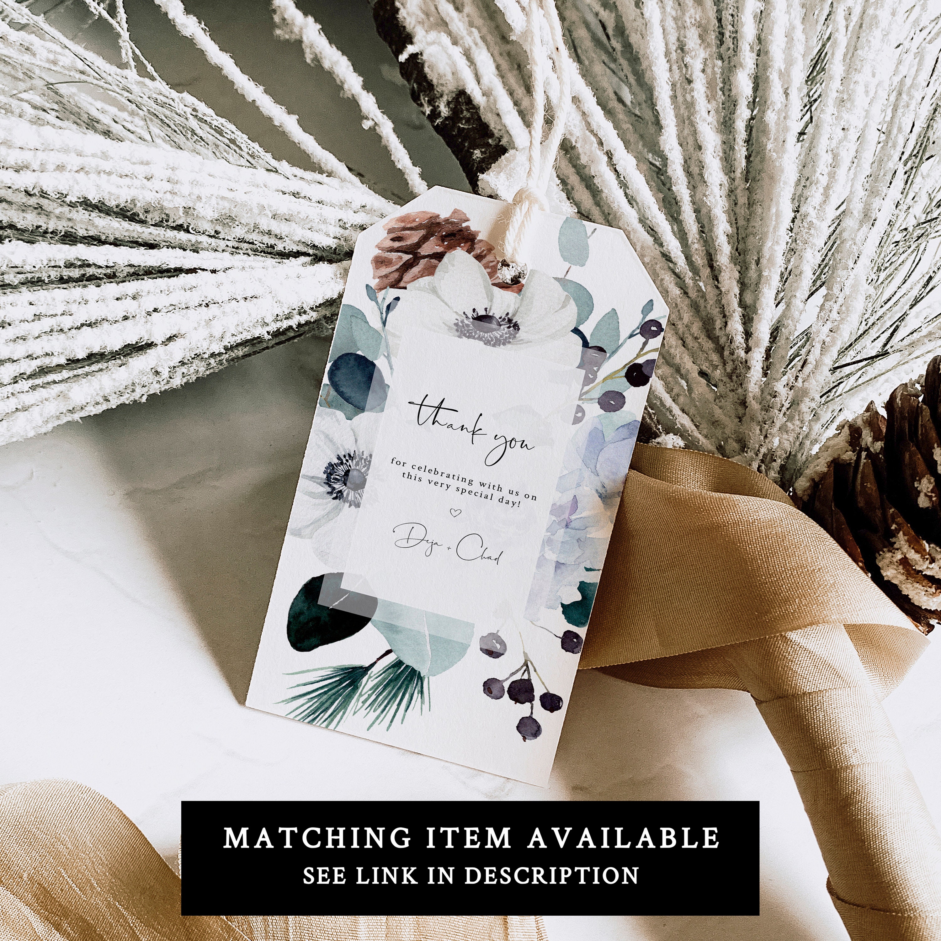 Dusty Blue Wedding Program Template Winter Blue Floral Anemone | Etsy