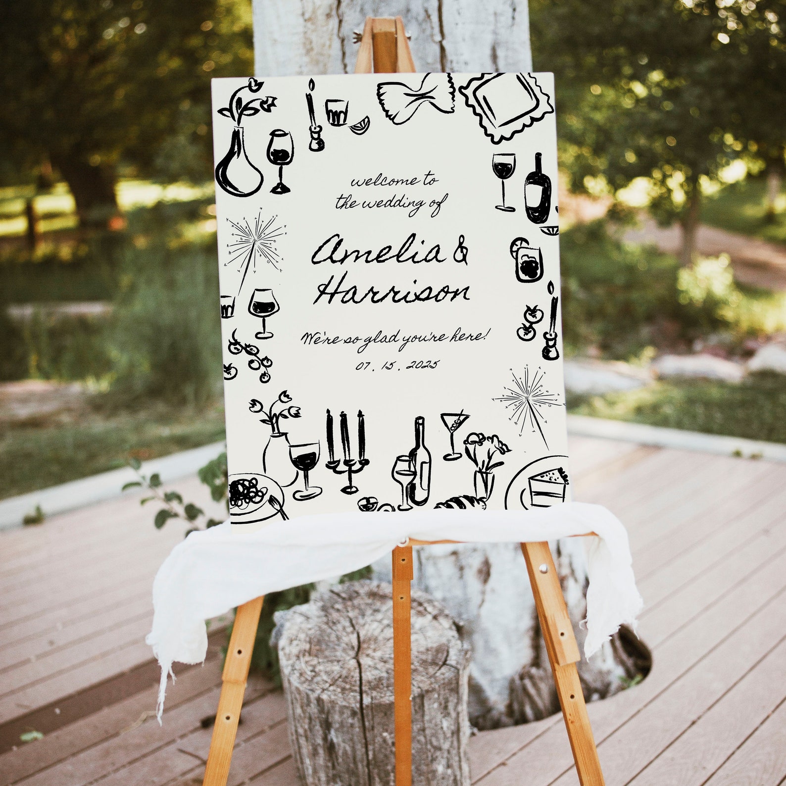 AMELIA - Hand Drawn Welcome Sign Template, Editable Handwritten Welcome ...