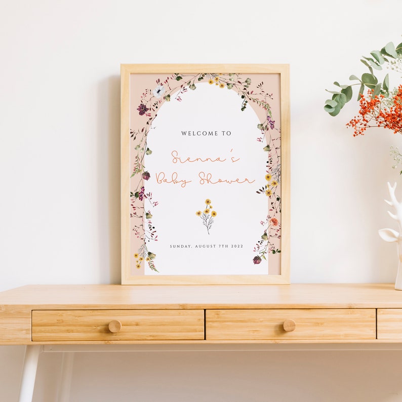 LOLA Little Wildflower Baby Shower Welcome Sign Template | Etsy
