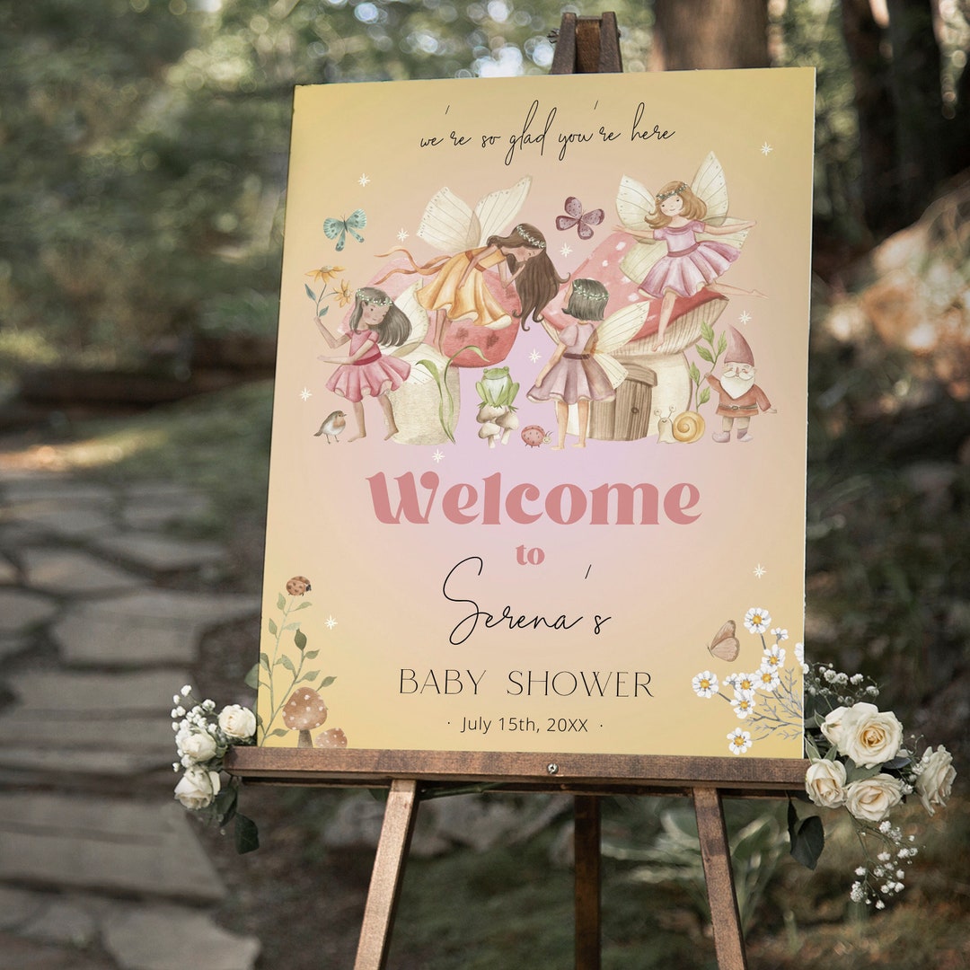 SERENA - Fairy Baby Shower Welcome Sign, Editable Fairy Baby Shower ...