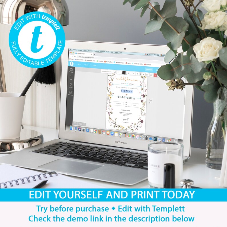 LOLA Little Wildflower Baby Shower Welcome Sign Template | Etsy