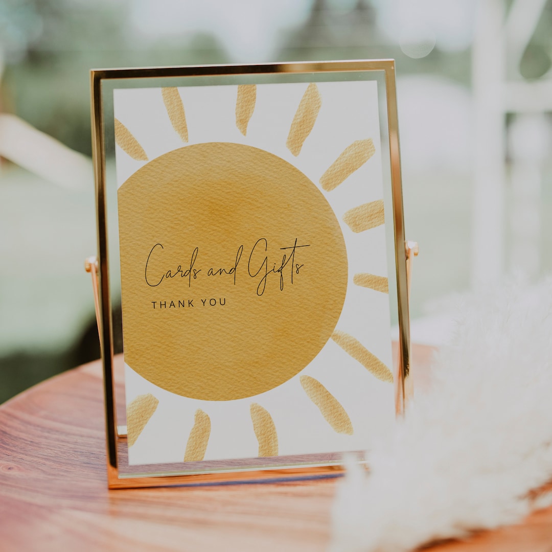 MILA - Sunshine Baby Shower Cards and Gifts Sign Template, A Little Ray ...
