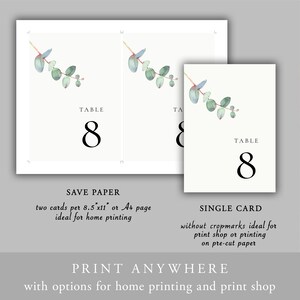 Eucalyptus Wedding Table Sign Template Minimalist Greenery Table Top ...