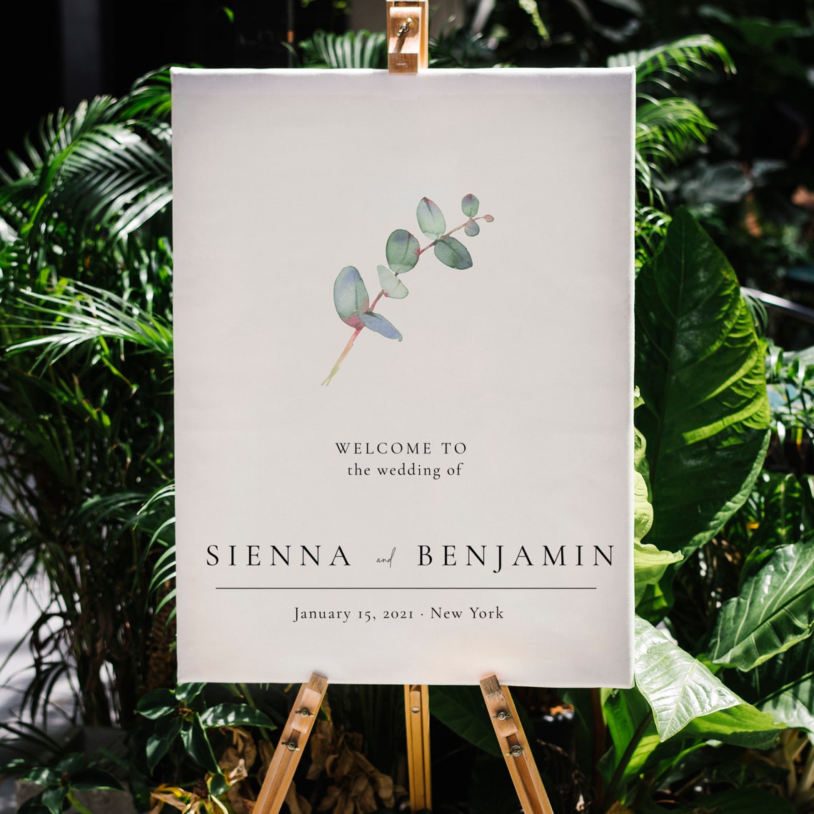 Eucalyptus Wedding Welcome Sign Template 2 SIZES Minimalist - Etsy