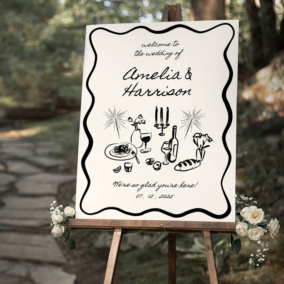 AMELIA - Hand Drawn Welcome Sign Template, Editable Handwritten Welcome ...